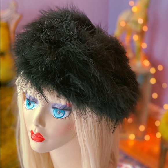 Vintage | Accessories | Vintage 95s 1960s Black Ostrich Hat | Poshmark